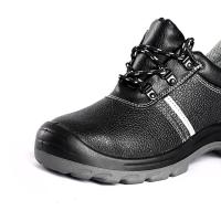 China Black Embossed Cow Leather Steel Toe PU Sole Puncture Resistant Closure Fashion Steel Toe Shoes for sale