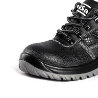 China EVA Insole PU Leather Safety Shoes Black Lace Up Leather Steel Toe Puncture Resistance for sale