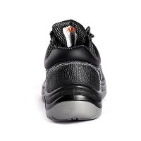 China EVA Insole PU Leather Safety Shoes Black Lace Up Leather Steel Toe Puncture Resistance for sale