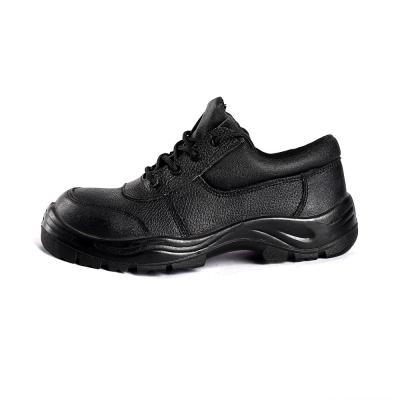 China Puncture Resistant Slip Resistant Steel Toe Leather Mesh PU Sole Black Work Boots Safety Shoes for sale