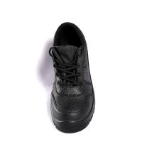 China Puncture Resistant Slip Resistant Steel Toe Leather Mesh PU Sole Black Work Boots Safety Shoes for sale