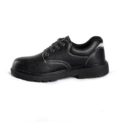 China Basic Black Leather Upper Puncture Slip Resistance Breathable Steel Toe Shoes for sale