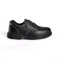 China Basic Black Leather Upper Puncture Slip Resistance Breathable Steel Toe Shoes for sale