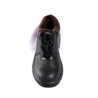 China Slip Resistant PU Sole Safety Shoes Embossed Cow Leather Lace Up Steel Toe Comfortable EVA Insole Black for sale