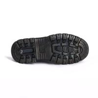 China Slip Resistant PU Sole Safety Shoes Embossed Cow Leather Lace Up Steel Toe Comfortable EVA Insole Black for sale