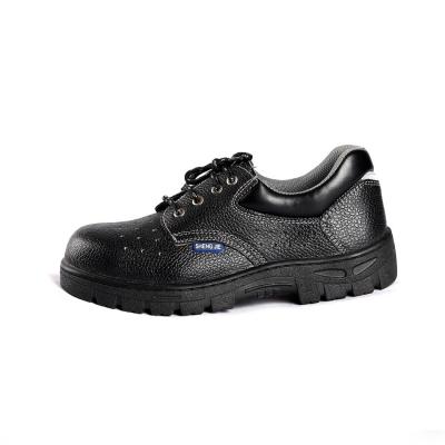 China PU Sole Comfortable EVA Branded Safety Shoes Lace Up Closure Basic Steel Toe Embossed Cow Leather Upper for sale