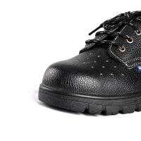 China PU Sole Comfortable EVA Branded Safety Shoes Lace Up Closure Basic Steel Toe Embossed Cow Leather Upper for sale