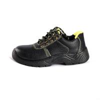 China Comfortable EVA Insole Steel Toe Black Leather Mesh PU Sole Puncture Resistance Work Safety Shoes for sale
