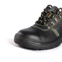 China Comfortable EVA Insole Steel Toe Black Leather Mesh PU Sole Puncture Resistance Work Safety Shoes for sale