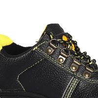 China Comfortable EVA Insole Steel Toe Black Leather Mesh PU Sole Puncture Resistance Work Safety Shoes for sale