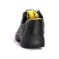 China Comfortable EVA Insole Steel Toe Black Leather Mesh PU Sole Puncture Resistance Work Safety Shoes for sale
