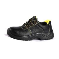 China Comfortable EVA Insole Steel Toe Black Leather Mesh PU Sole Puncture Resistance Work Safety Shoes for sale