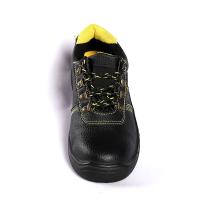 China Comfortable EVA Insole Steel Toe Black Leather Mesh PU Sole Puncture Resistance Work Safety Shoes for sale
