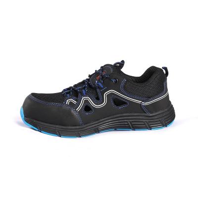 China Metal Toe Slip Resistant Unisex Comfortable EVA Insole Blue Sole Steeltoe Safety Shoes for sale