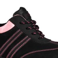 China Oil Resistant Steel Toe Leather Comfortable EVA Insole Pink Upper Brand Safety Shoes for sale