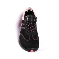 China Oil Resistant Steel Toe Leather Comfortable EVA Insole Pink Upper Brand Safety Shoes for sale