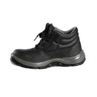 China Black High Top Work Shoes Durable Leather Labor Footwear Standard Steel Toe Steel Plate Anti-Puncture Safety Shoes for sale