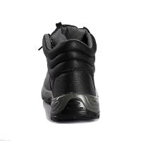China Black High Top Work Shoes Durable Leather Labor Footwear Standard Steel Toe Steel Plate Anti-Puncture Safety Shoes for sale