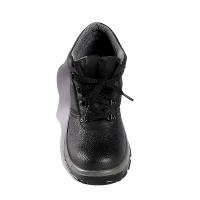 China Black High Top Work Shoes Durable Leather Labor Footwear Standard Steel Toe Steel Plate Anti-Puncture Safety Shoes for sale