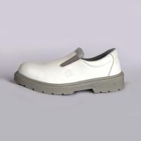 China Embossed Leather  Brand Safety Shoes White Upper Slip Resistant Worker Men Action PU Outsole for sale