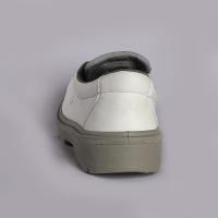 China Embossed Leather  Brand Safety Shoes White Upper Slip Resistant Worker Men Action PU Outsole for sale