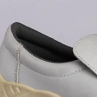 China Comfortable EVA Insole Breathable Embossed Low Cut Leather Work Boots PU Outsole Unisex Metal for sale