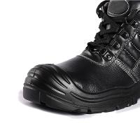 China PU Injection Sole Men'S Comfortable Construction Work Shoes Black Mid Top Baotou Steel Toe Steel Sole for sale
