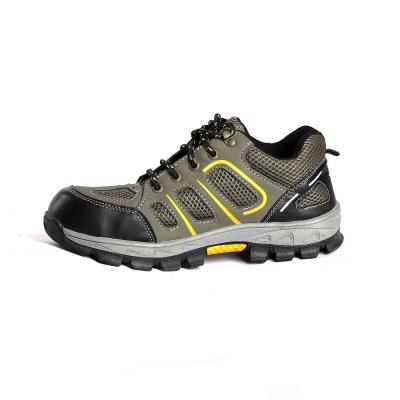 China Breathable Anti Punture Protective Fashion Safety Shoes Comfortable EVA Insole Leather Material Green for sale