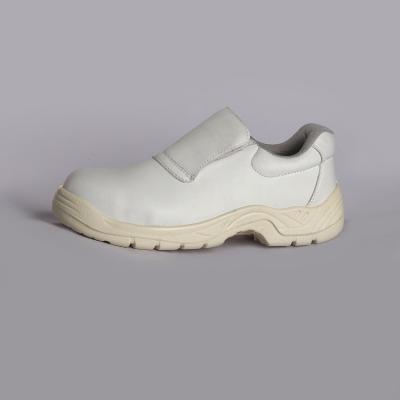 China White Low Cut Safety Shoes Comfortable Insole Embossed Cow Leather Upper Slip Resistant PU Outsole for sale