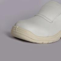 China White Low Cut Safety Shoes Comfortable Insole Embossed Cow Leather Upper Slip Resistant PU Outsole for sale
