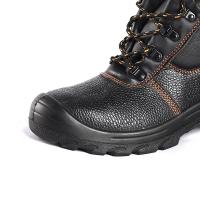 China Embossed Cow Leather Upper Steel Toe Steel Palt Anti Construction Site Safety Footwear Work Boots Safety Shoes for sale