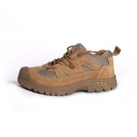 China Comfortable Unisex Mesh Microfiber Leather Upper Rubber Material Brown Breathable Safety Shoes for sale