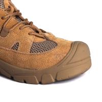 China Comfortable Unisex Mesh Microfiber Leather Upper Rubber Material Brown Breathable Safety Shoes for sale