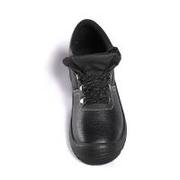 China Factory Mid Top Black Pure Leather Work Shoes Steel Toe Men'S Safety Shoes Anti Smash for sale