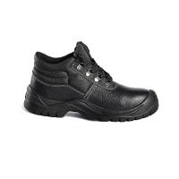 China Factory Mid Top Black Pure Leather Work Shoes Steel Toe Men'S Safety Shoes Anti Smash for sale