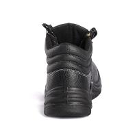 China Factory Mid Top Black Pure Leather Work Shoes Steel Toe Men'S Safety Shoes Anti Smash for sale