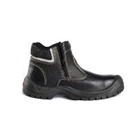 China Black Anti Slip Safety Shoes Oil Acid Resistant Rubber Sole Steel Toe Puncture Proof No Lace Leather Zipper for sale