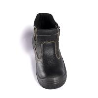China Black Anti Slip Safety Shoes Oil Acid Resistant Rubber Sole Steel Toe Puncture Proof No Lace Leather Zipper for sale