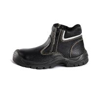 China Black Anti Slip Safety Shoes Oil Acid Resistant Rubber Sole Steel Toe Puncture Proof No Lace Leather Zipper for sale