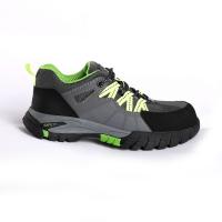 China Punture Resistant Low Cut Steel Toe Work Shoes Microfiber Leather Fashion Green Rubber Outsole Breathable for sale