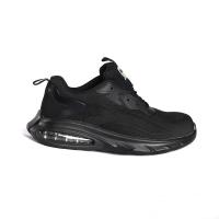 China Steel Toe Slip Resistant PU Cement Sole Work Boots Comfortable EVA Insole Black Breathable Safety Shoes for sale