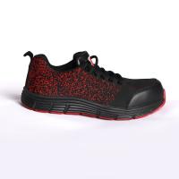 China Shengjie Red Fly Knit Footwear Puncture Resistant MD Outsole Work Boots Shock Absorption Breathable Safety Shoes for sale