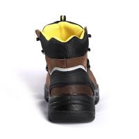 China Crazy Horse Leather S3 Steel Toe Plate Brown Work And Safety Shoes PU Outsole for sale