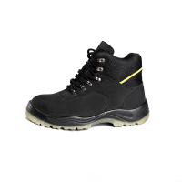 China Black Men'S Industrial Steel Toe Safety Shoes Anti Puncture PU Outsole Leather Footwear Acid Proof for sale