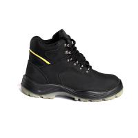 China Black Men'S Industrial Steel Toe Safety Shoes Anti Puncture PU Outsole Leather Footwear Acid Proof for sale