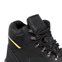 China Black Men'S Industrial Steel Toe Safety Shoes Anti Puncture PU Outsole Leather Footwear Acid Proof for sale
