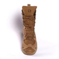 China Gaomi Shengjie Color Beige Nubuck Cow Leather Lace up High Heel with Metal Eyelets MD Outsole Outdoor Shoes for sale