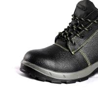 China Middle Cut Genuine Leather Safety Shoes with Steel Toe and Plate Anti Smash Waterproof Work Boots for sale