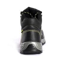 China Middle Cut Genuine Leather Safety Shoes with Steel Toe and Plate Anti Smash Waterproof Work Boots for sale