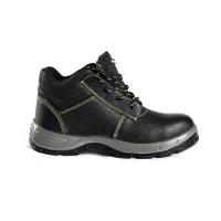 China Middle Cut Genuine Leather Safety Shoes with Steel Toe and Plate Anti Smash Waterproof Work Boots for sale
